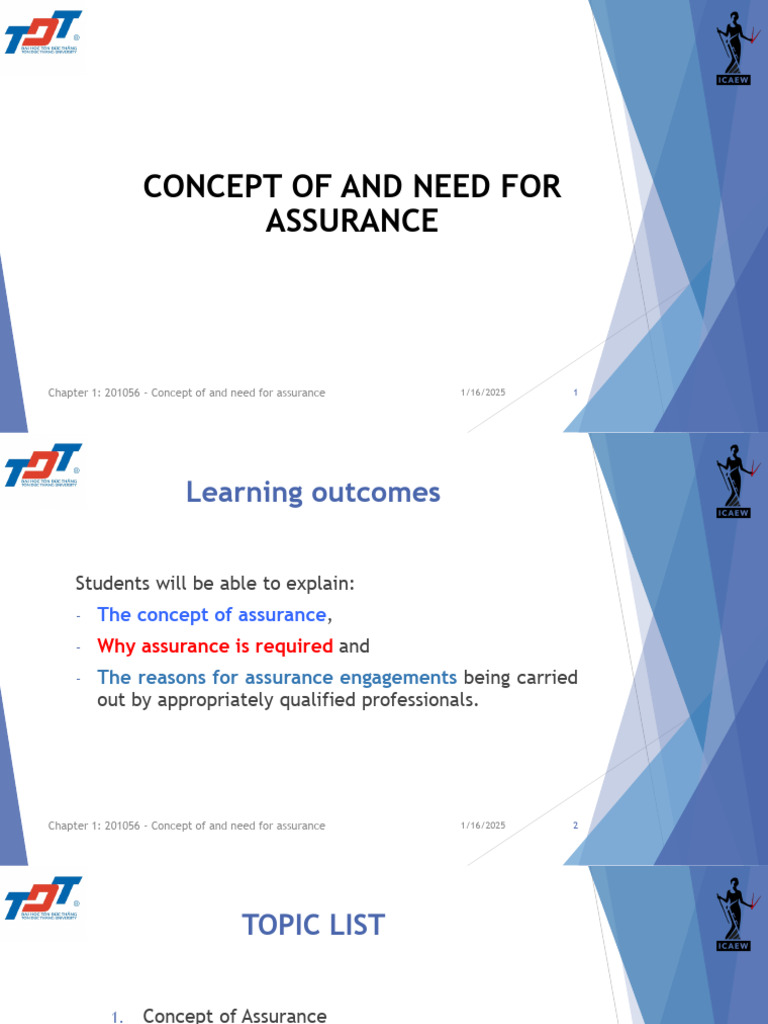 Assurance - Chapter 1 - Concept of and Need For Assurance | PDF | Audit ...