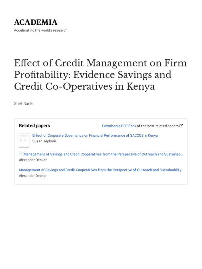 Effects of Credit Management on Firm's Profitability (1) | PDF | Regression Analysis | Microfinance