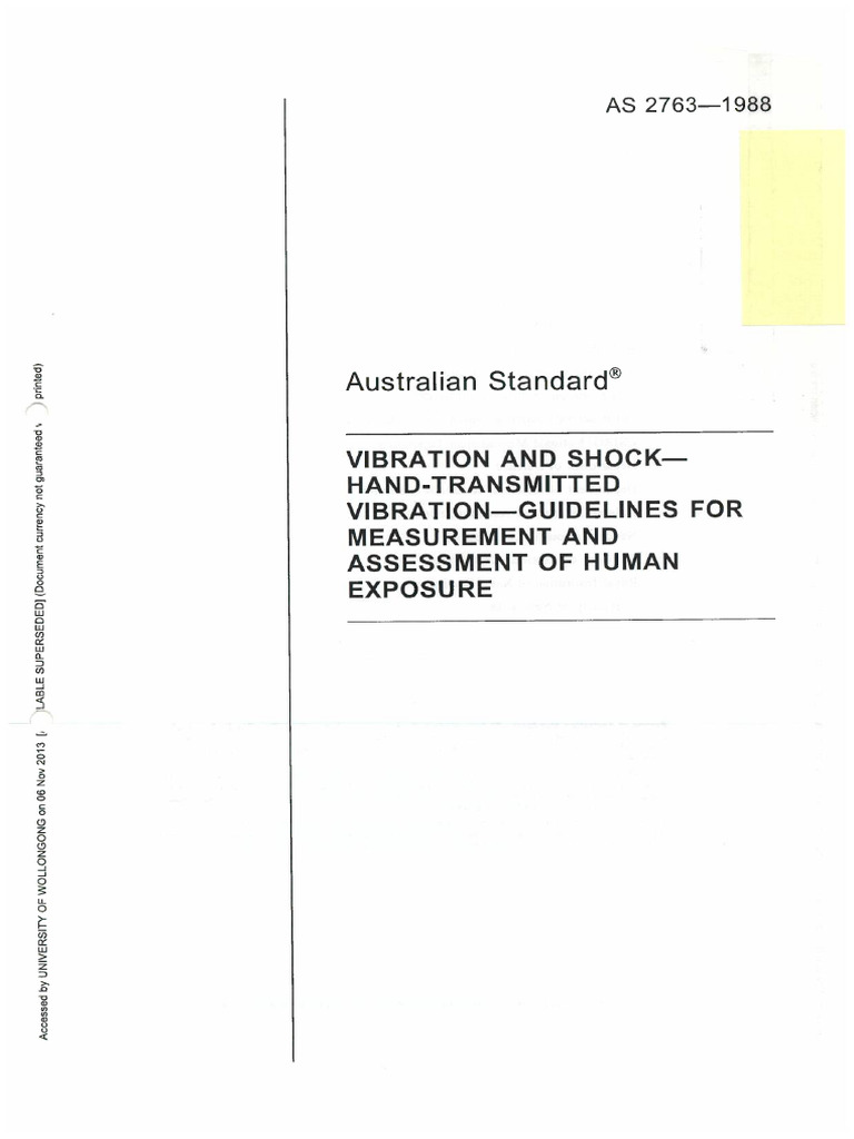 AS 2763-1988 Vibration & Shock-Hand-Transmitted Vibration-Guidelines ...