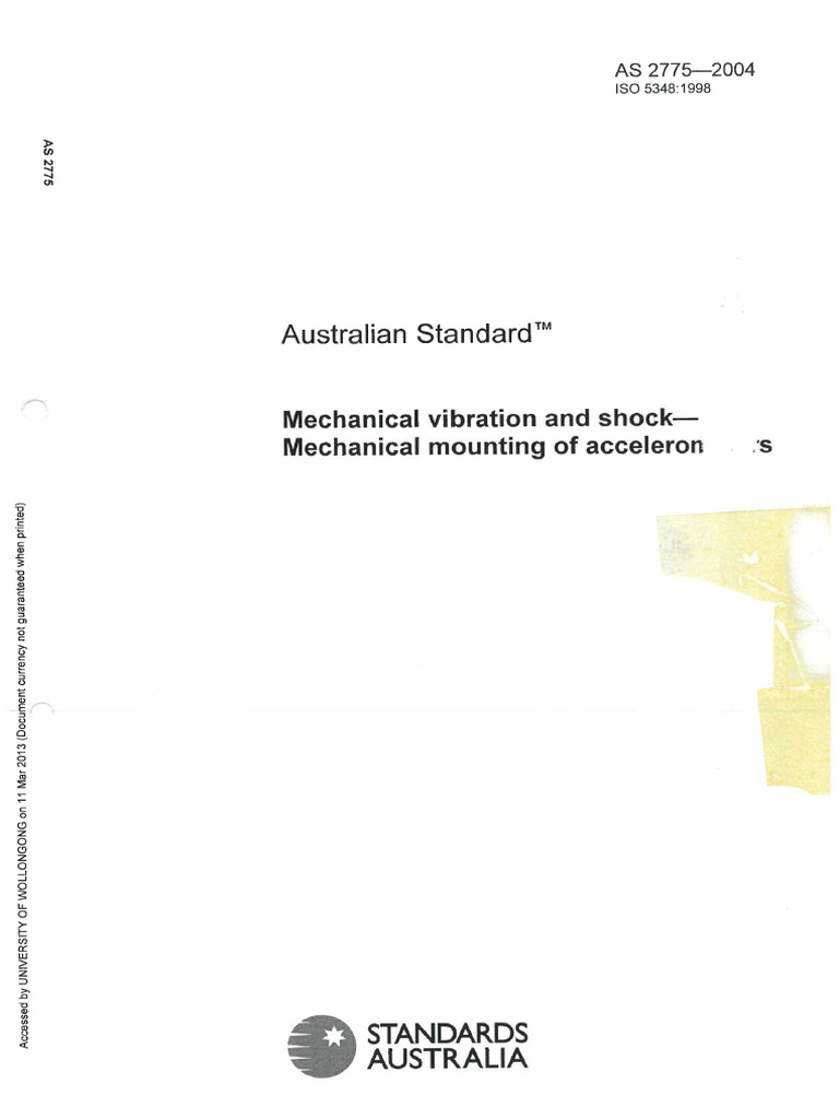 AS 2775-2004 Mechanical Mounting of Accelerometers | PDF | Accelerometer | Resonance