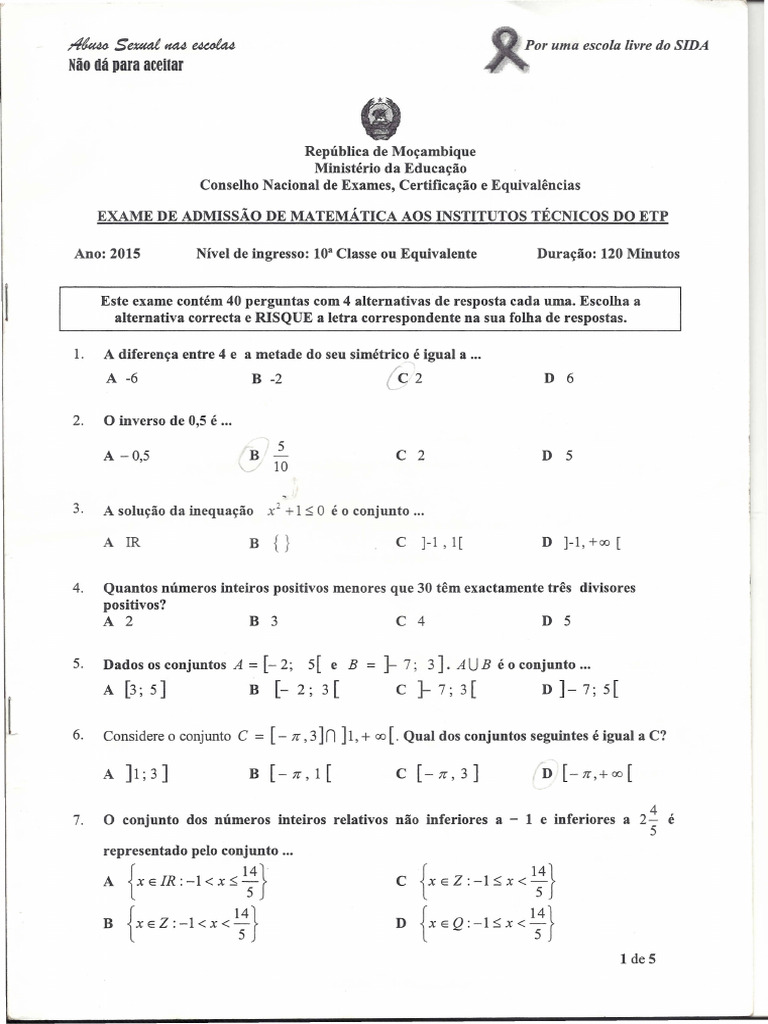 Exames de Admissão Ao IAC Matematica | PDF