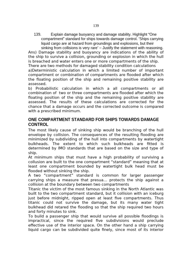 DAMAGE STABILITY | PDF | Ships | Shipping