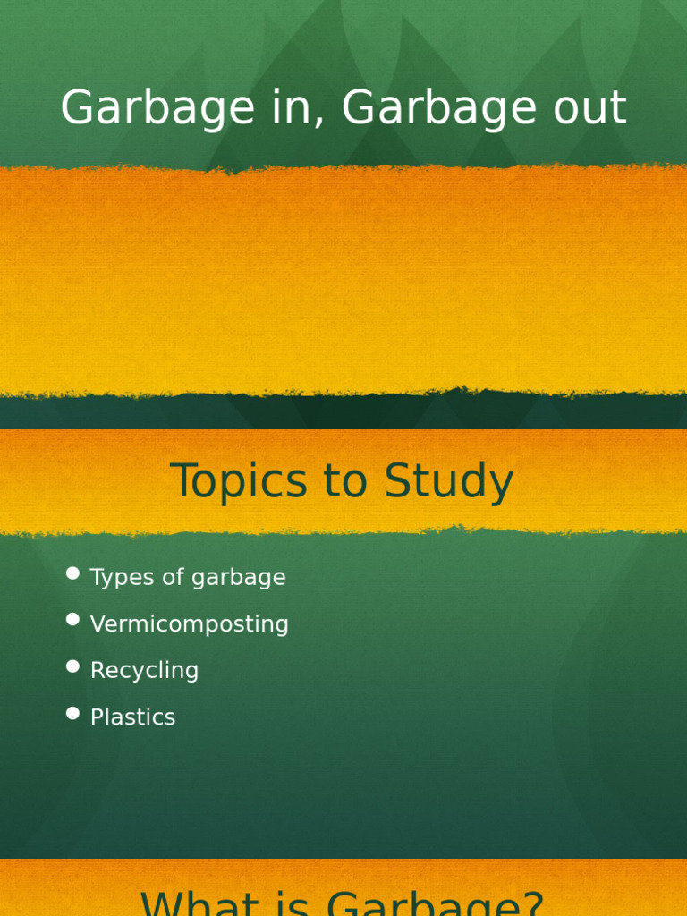 16. Garbage in, garbage out | PDF | Compost | Municipal Solid Waste
