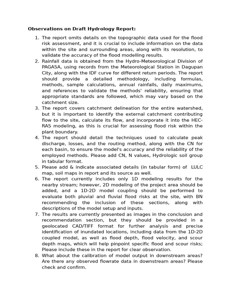 Draft Hydrology Report Review Insights | PDF | Flood | Drainage Basin