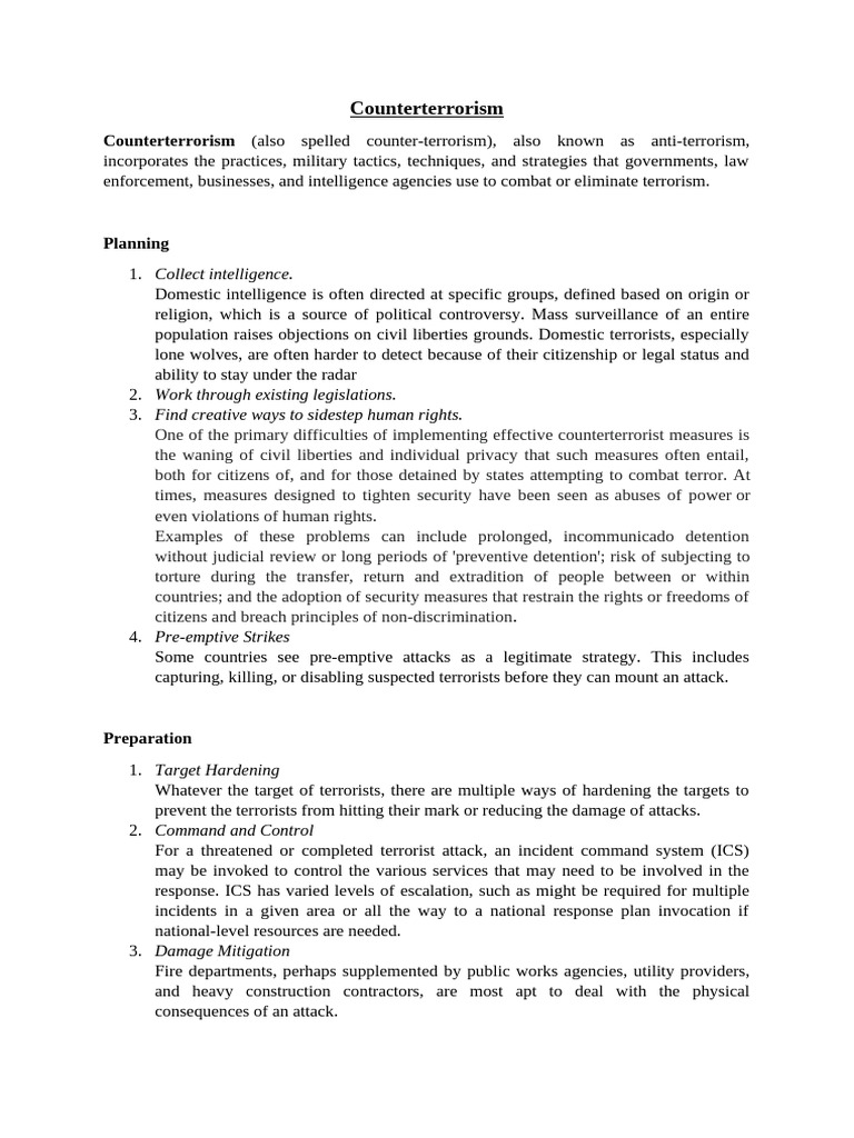 Counter Terrorism | PDF | Insurgency | Emergency Management
