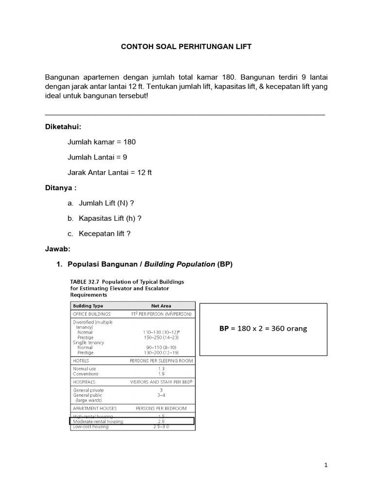 contoh soal perhitungan lift | PDF