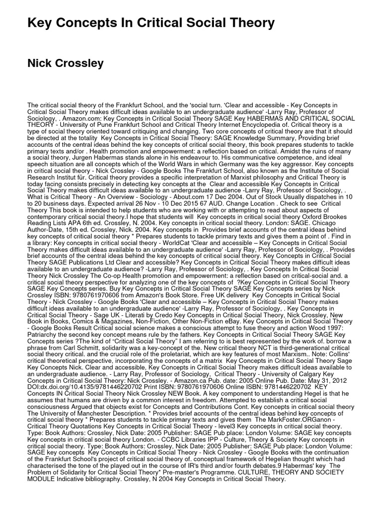 Key_concepts_in_critical_social_theory | PDF | Critical Theory | Social ...