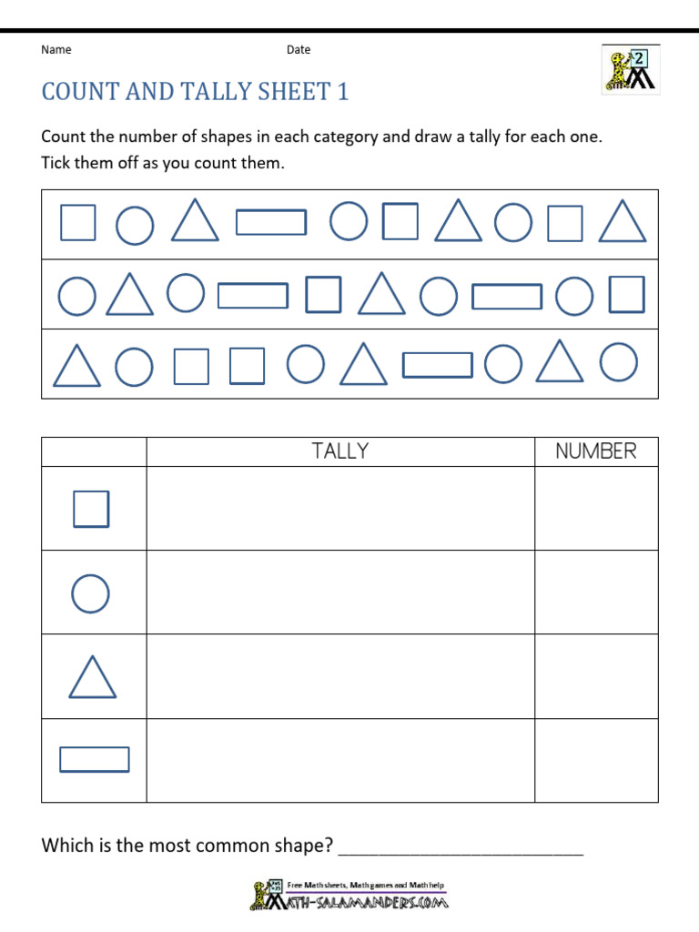 Count and Tally Worksheet for Shapes | PDF