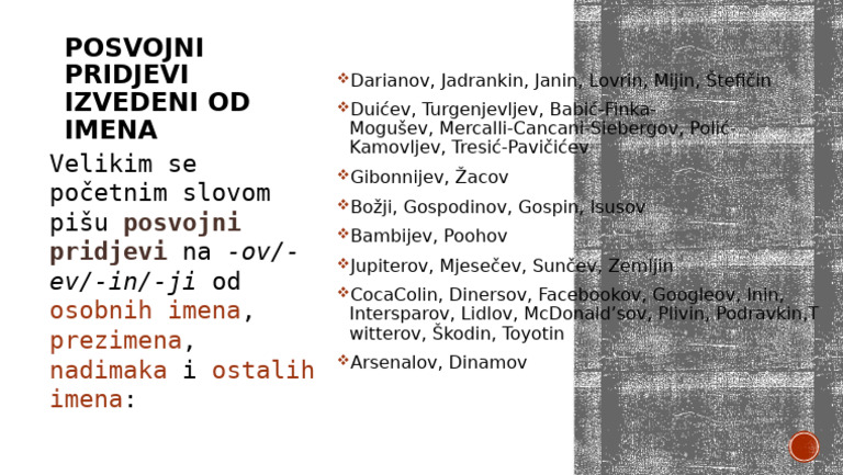 Posvojni Pridjevi Izvedeni Od Imena | PDF