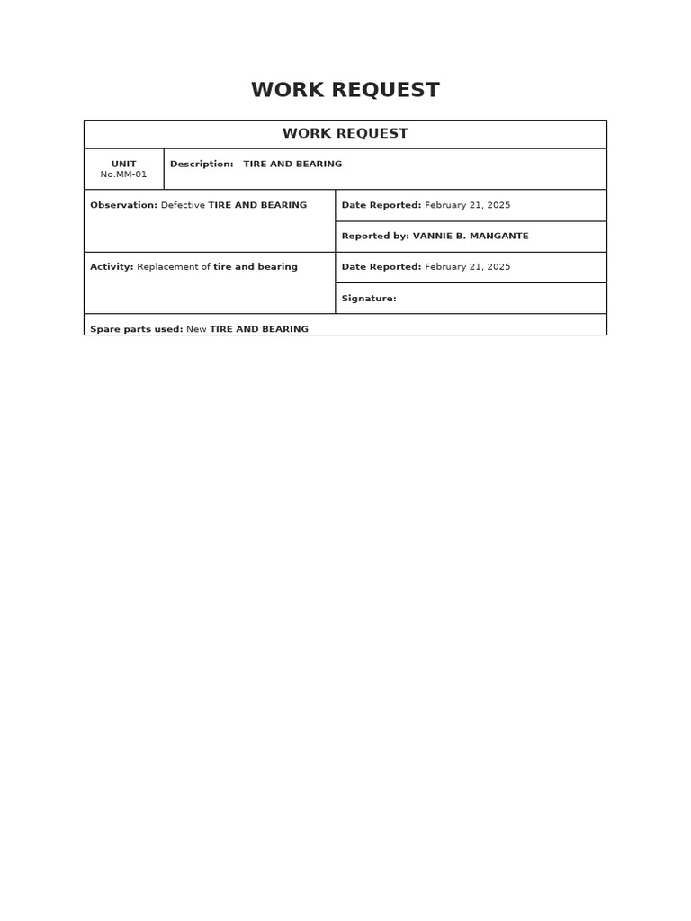 10 Work Request | PDF