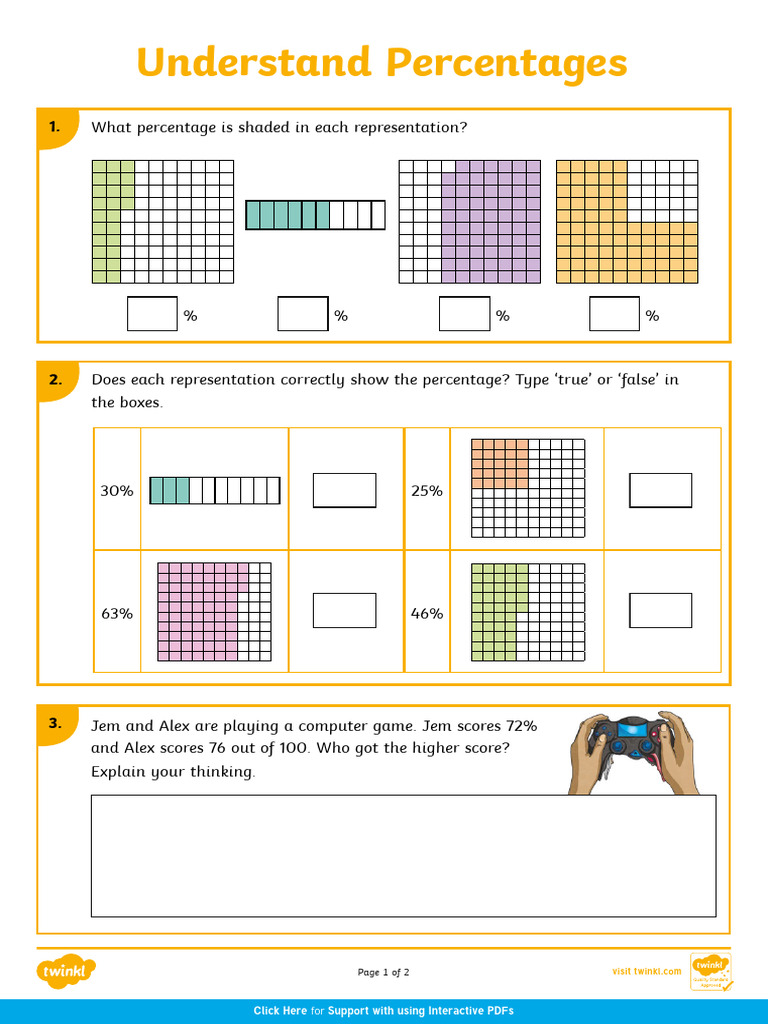 Understanding Percent Interactive Worksheet | PDF