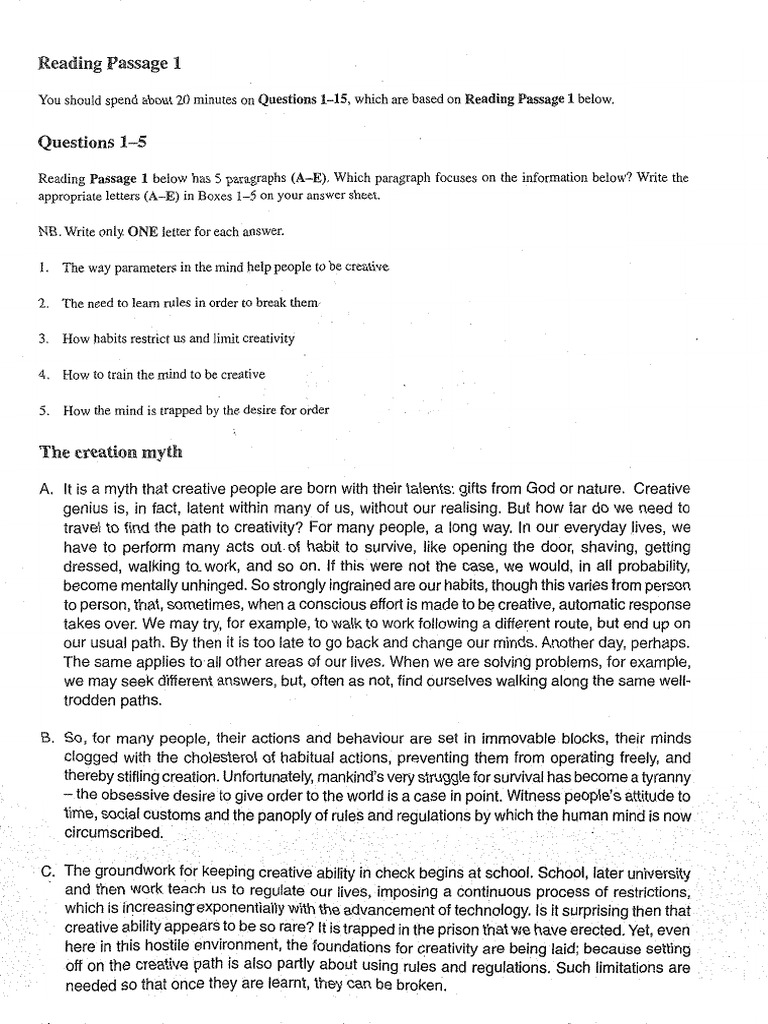 10 IELTS Reading Tests - Test 01 | PDF
