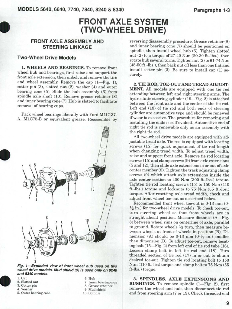 SM Ford 5640 6640 7740 7840 8240 8 | PDF | Axle | Screw