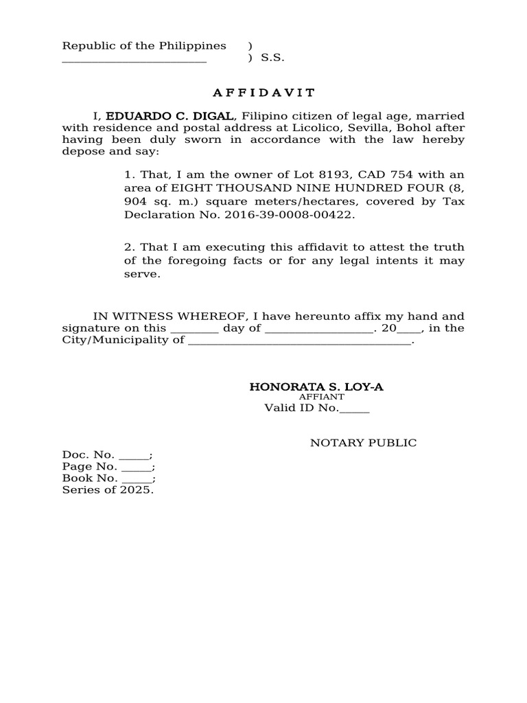 AFFIDAVIT-ATTESTING and CLAIMING | PDF