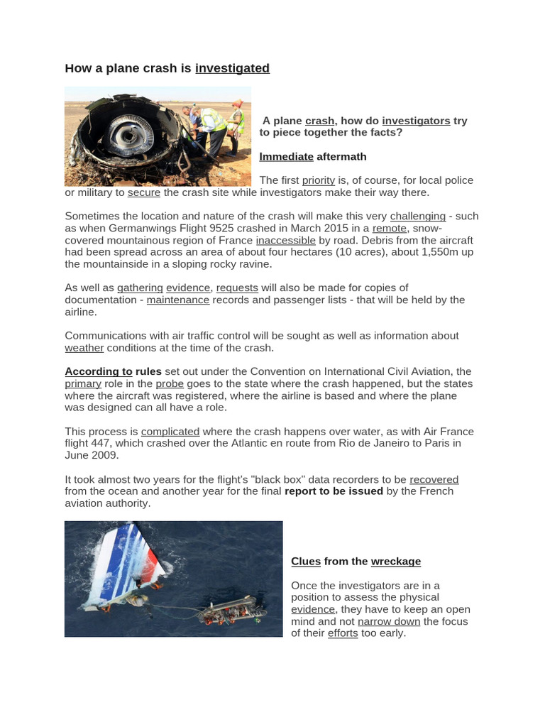 How A Plane Crash Is Investigated | PDF | Aviation Accidents And ...