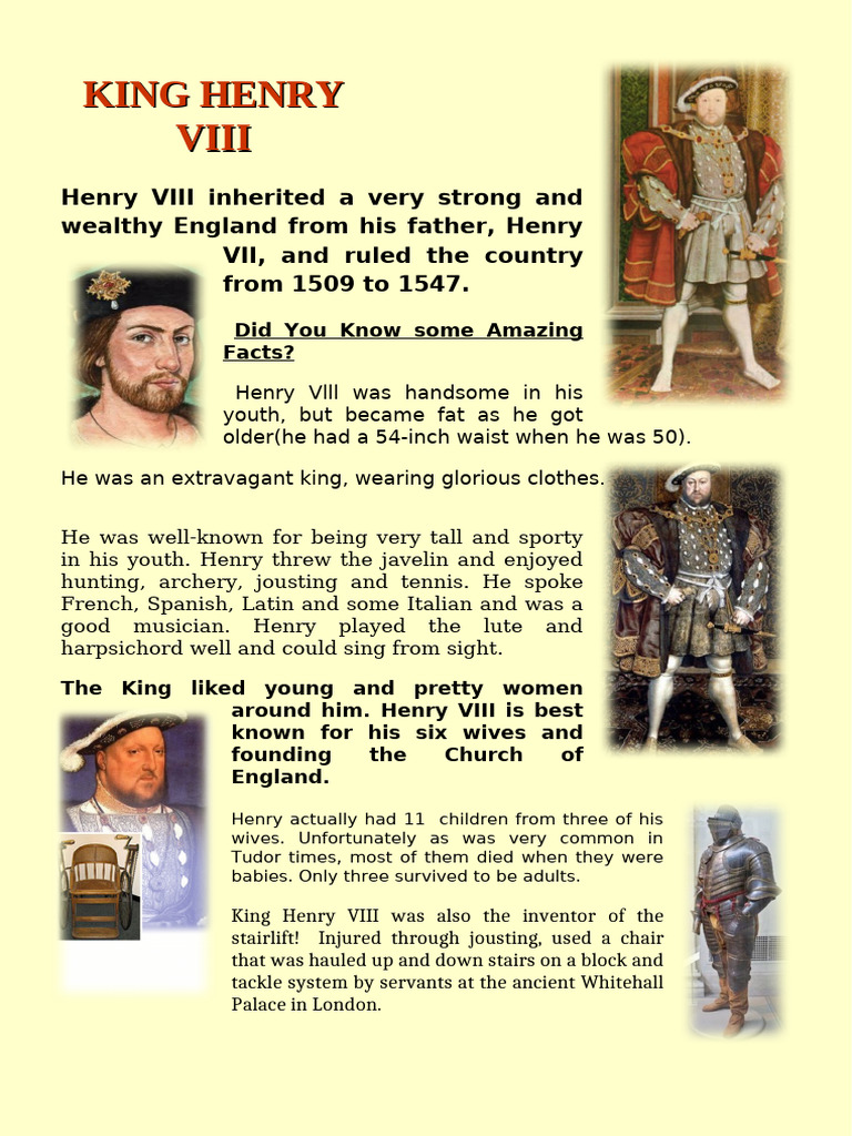 Henry VIII Fun Activities Games Icebreakers Reading Comprehen - 26878 | PDF