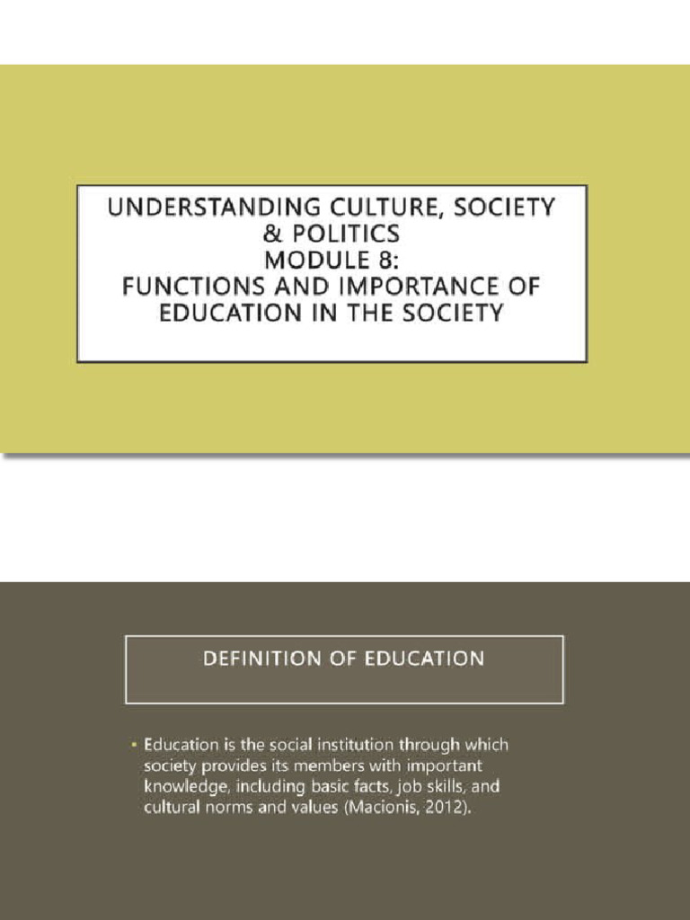 Functions-Of-Education-Module-8 UCSP | PDF