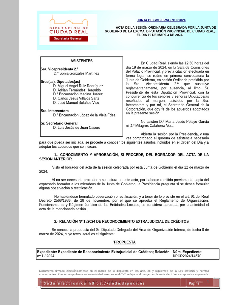 Acta Gobierno 19-03-2024 | PDF | Gobierno