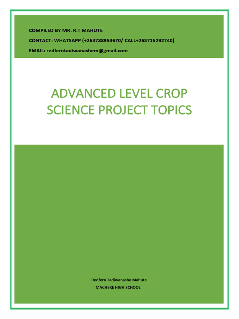 A Level Crop Science Project Topics by R.T Mahute-1 (1) | PDF ...