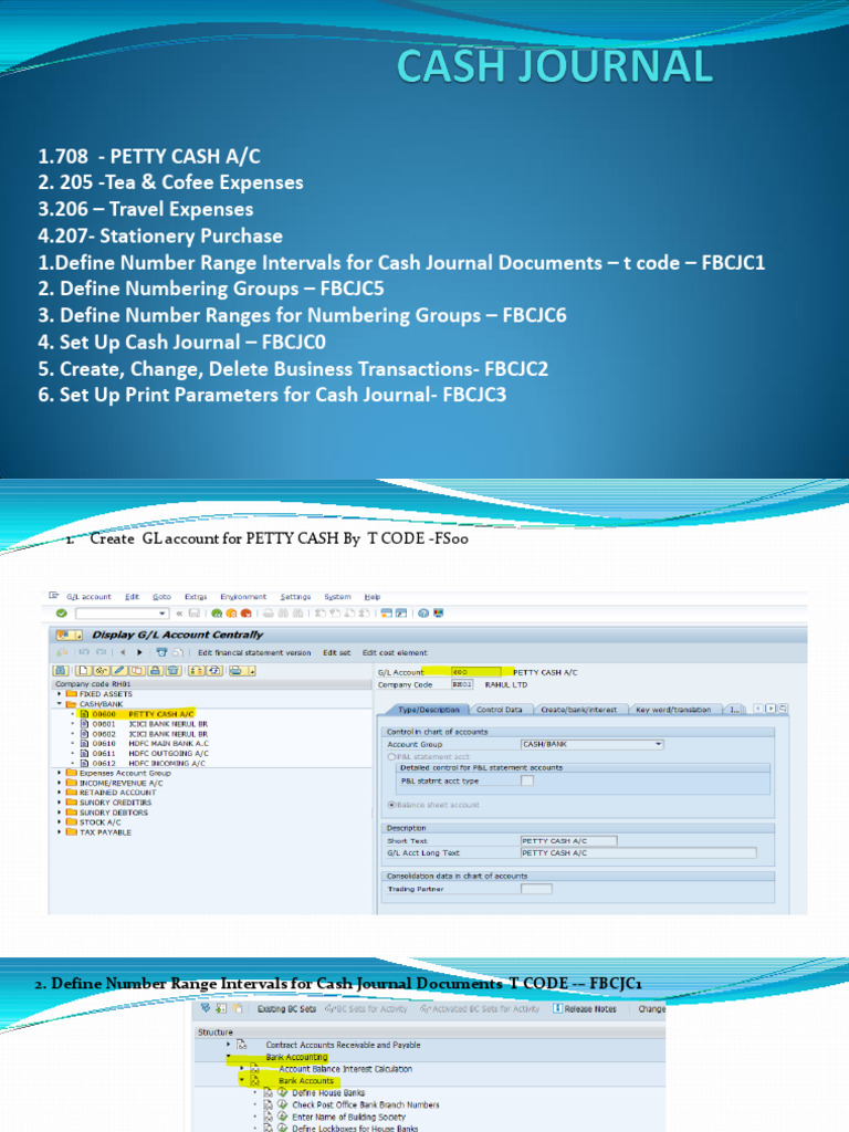 Cash Journal Setup in SAP | PDF