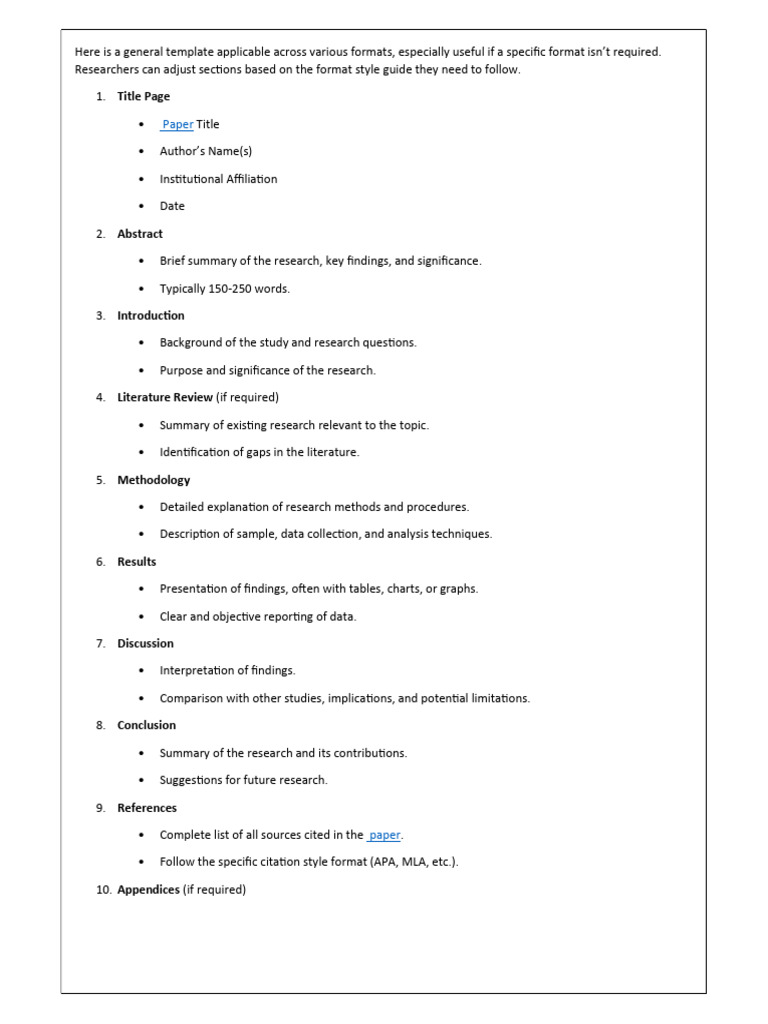 General Research Paper Format Guide | PDF