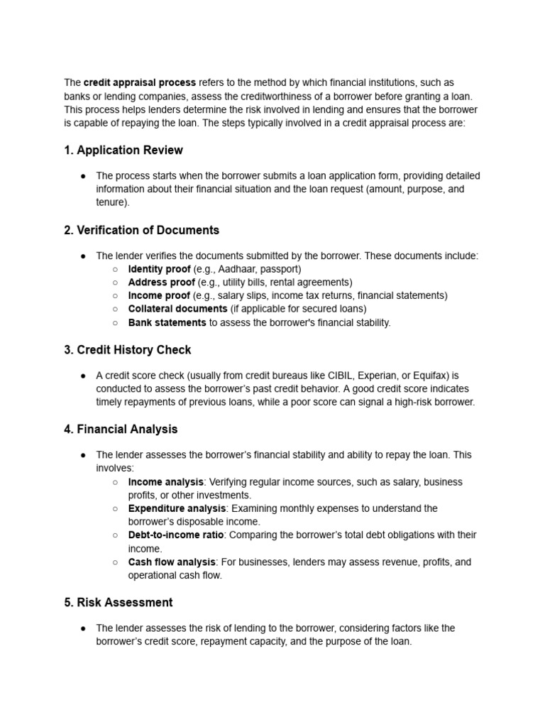 Credit Appraisal Process | PDF | Loans | Credit