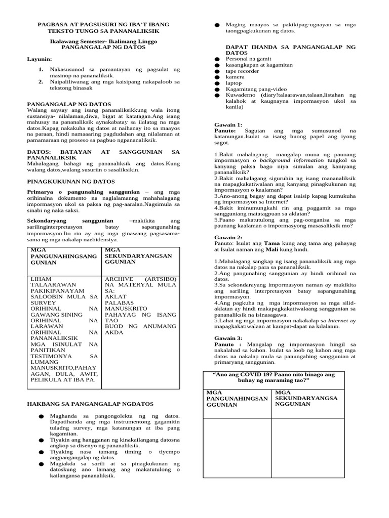 LAS - Week5 - Pangangalap NG Datos | PDF