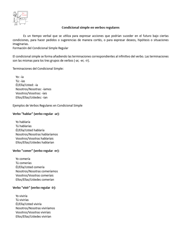 Condiiconal Simple Verbos Regulares | PDF | Verbo | Sintaxis