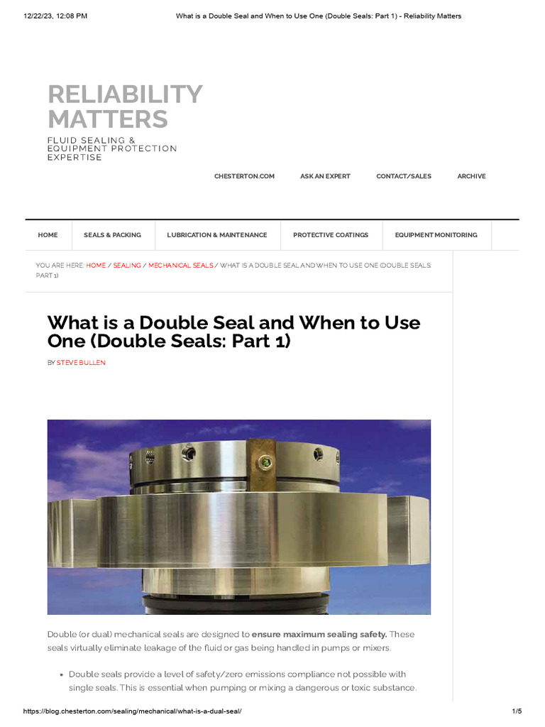 Understanding Double Mechanical Seals | PDF | Pump | Pressure