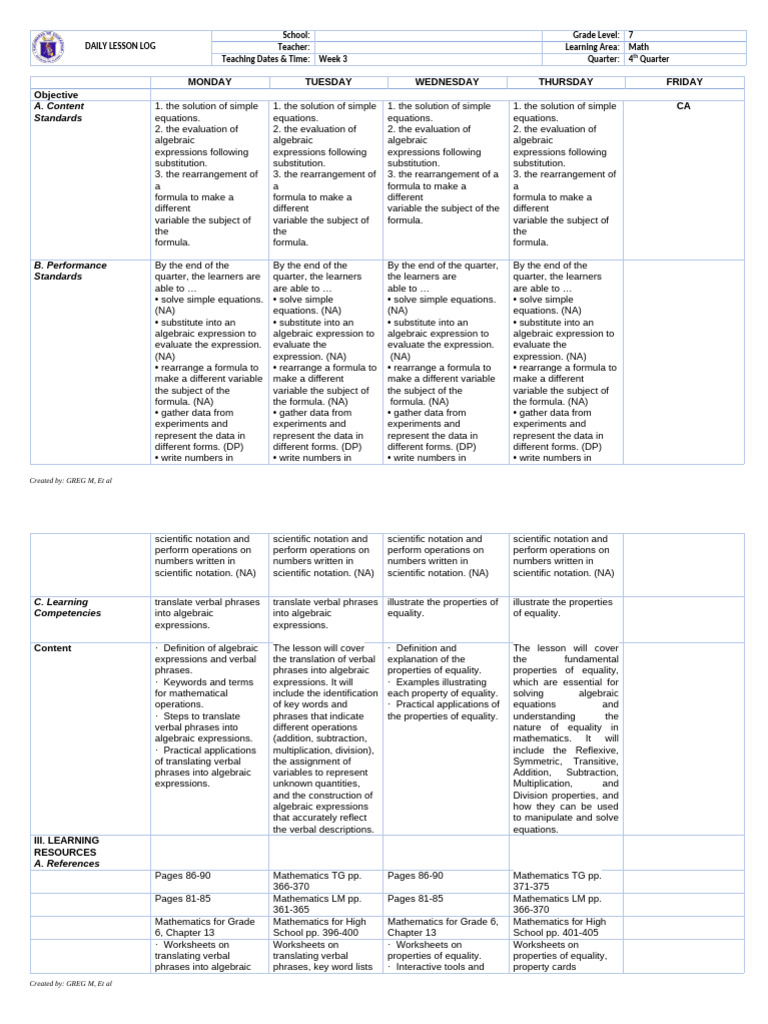 Math 7 Q4 3 | PDF | Equations | Mathematics