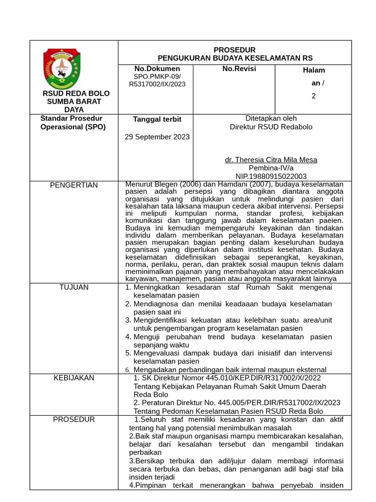 Prosedur-Pengukuran-Budaya-Keselamatan-Rs (Fik) | PDF