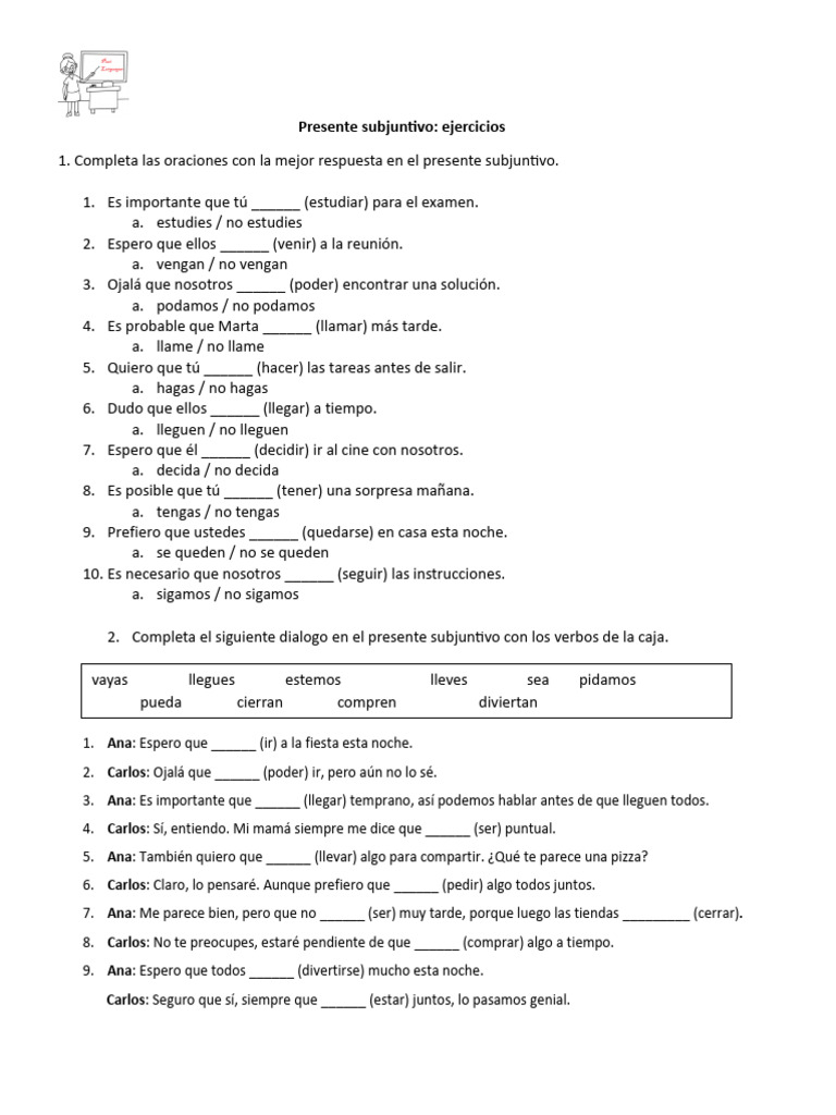 Presente Subjuntivo Ejercicios | PDF