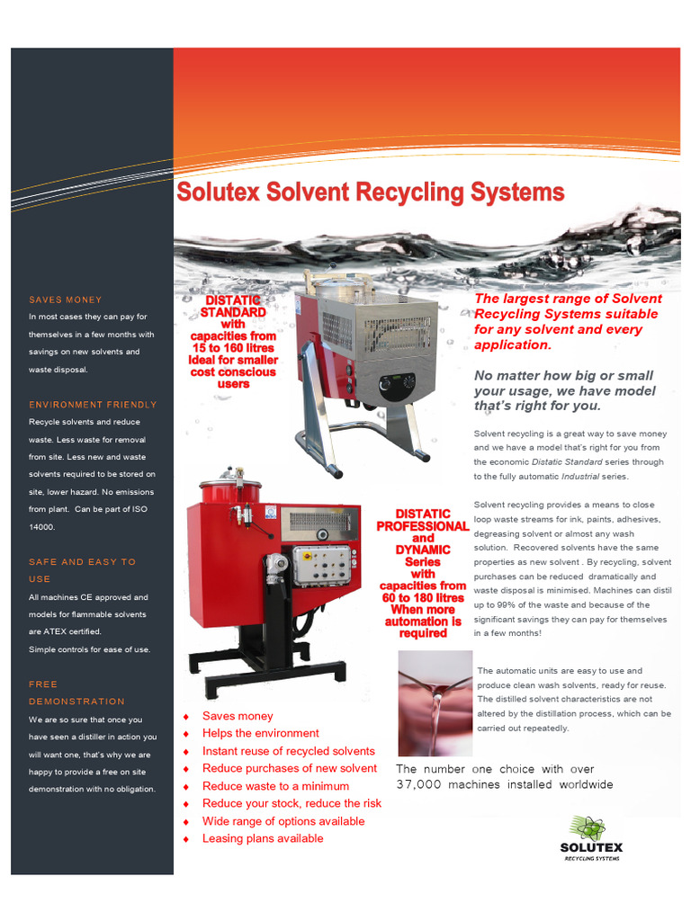 SOLUTEX - General Solvent Brochure-PMtech | PDF | Waste | Recycling