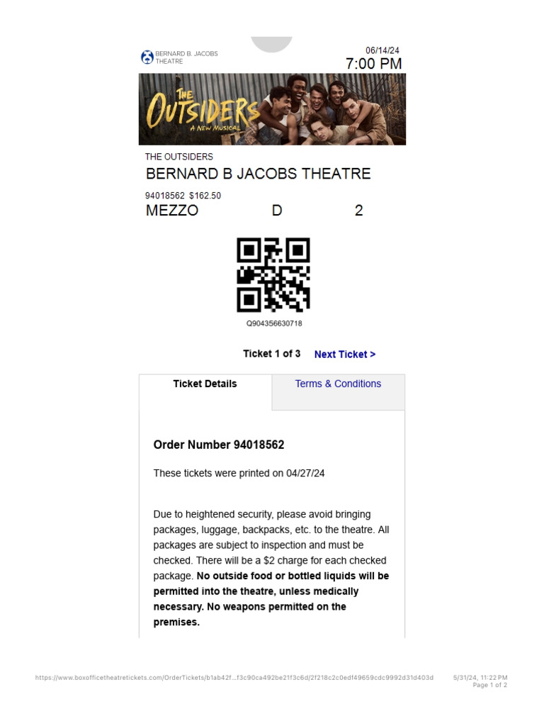 The Outsiders Tickets | PDF