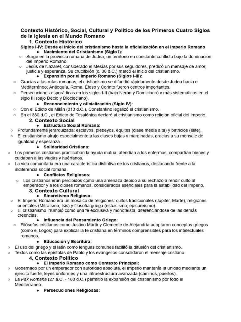 Contexto Histórico, Social, Cultural y Político de Los Primeros Cuatro ...