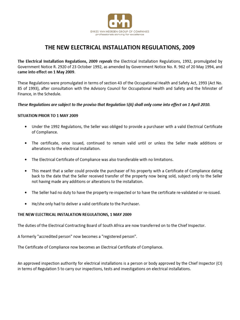 Electrical Installation Regulations_2009 | PDF | Lease | Electrician