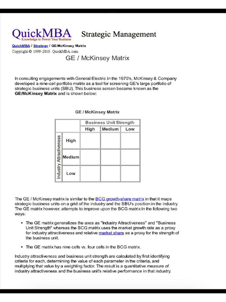 MCKINSEY MATRIX | PDF