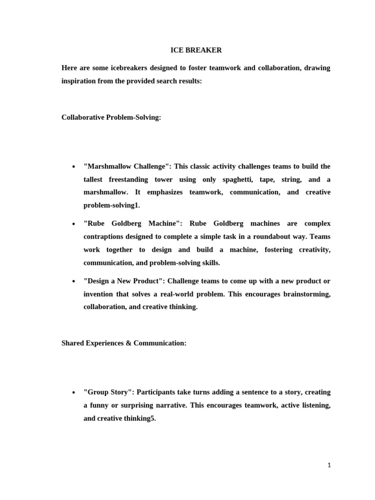 Engaging Team-Building Icebreakers | PDF | Team Building | Communication