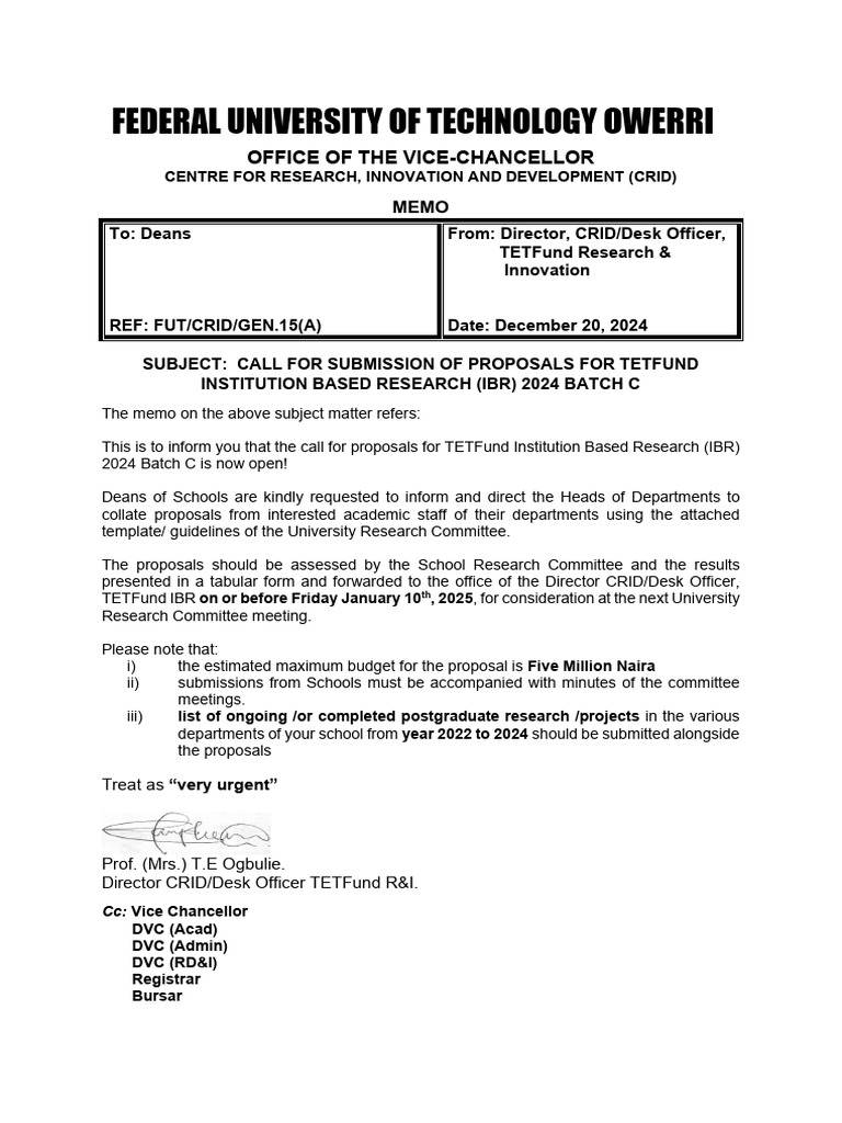 Ibr New Call For Proposals 2024 Batch C Main | PDF