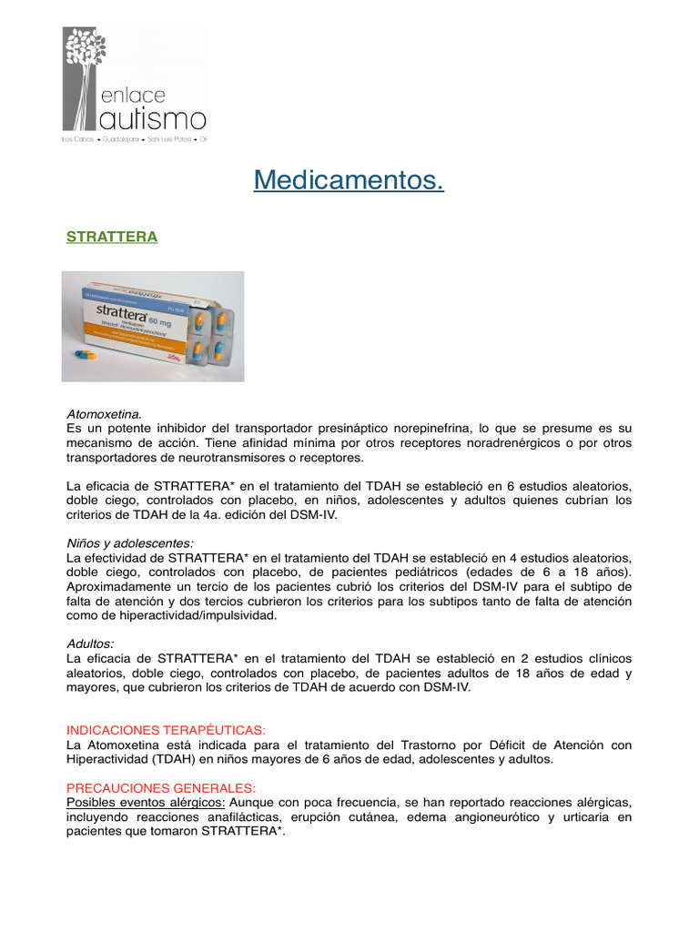 Efectividad y Precauciones de STRATTERA y CONCERTA | PDF | Desorden ...