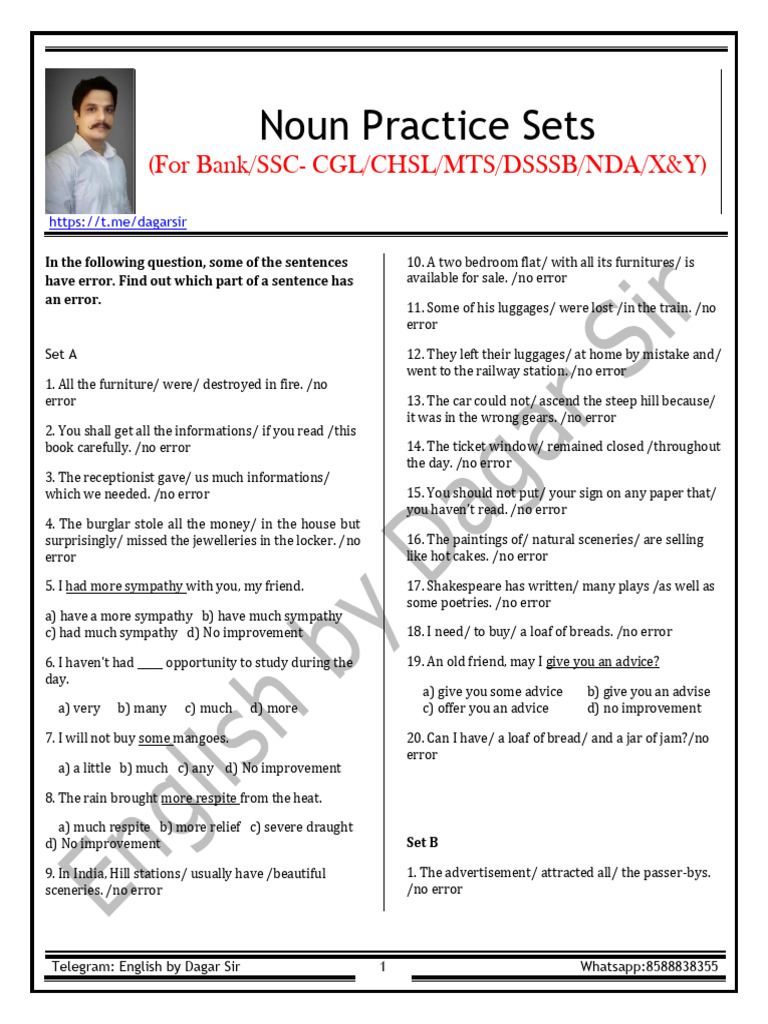 Practice Sets (Noun) | PDF | Plural