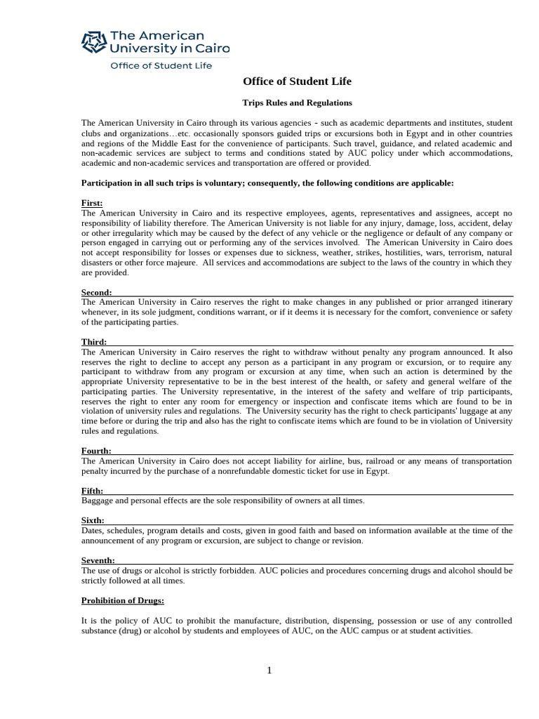 OSL-Trip Rules and Regulations Form.. | PDF | Legal Liability | Justice