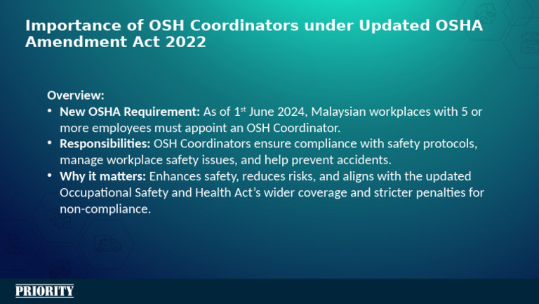 Importance of OSH Coordinators Under Updated OSHA Amendment | PDF