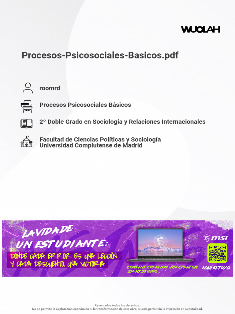Wuolah Free Procesos Psicosociales Basicos 2 | PDF | Sicología | Psicología Social
