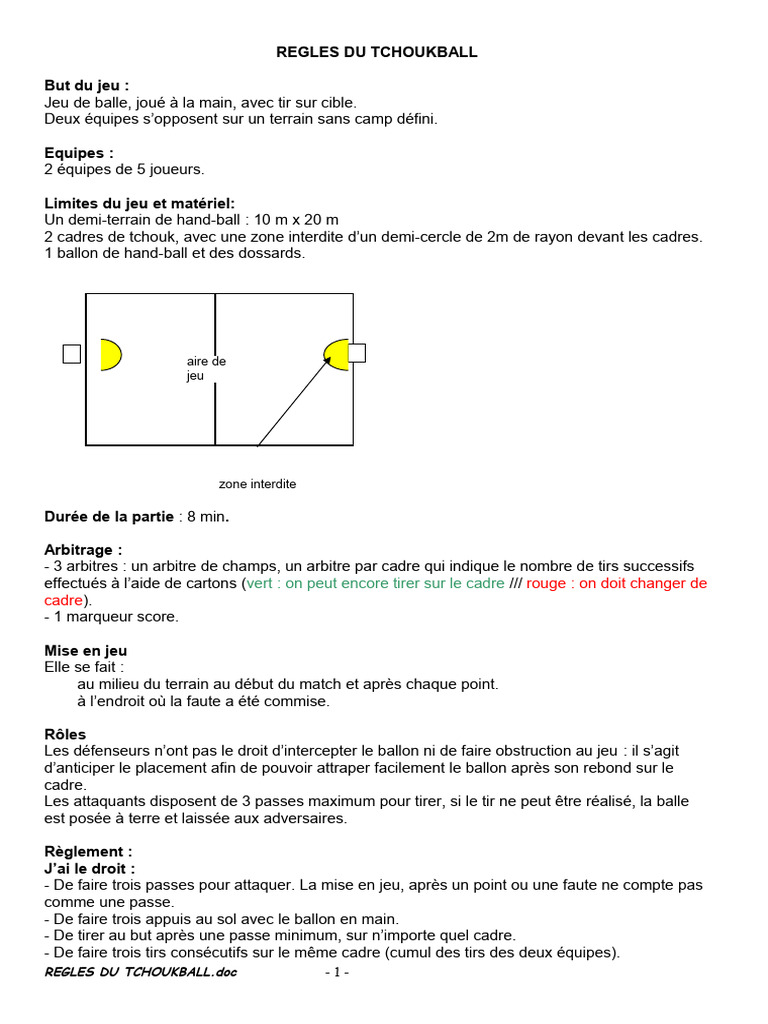 Règles du Tchoukball en Bref | PDF | Sports d'équipe | Jeux de ballon