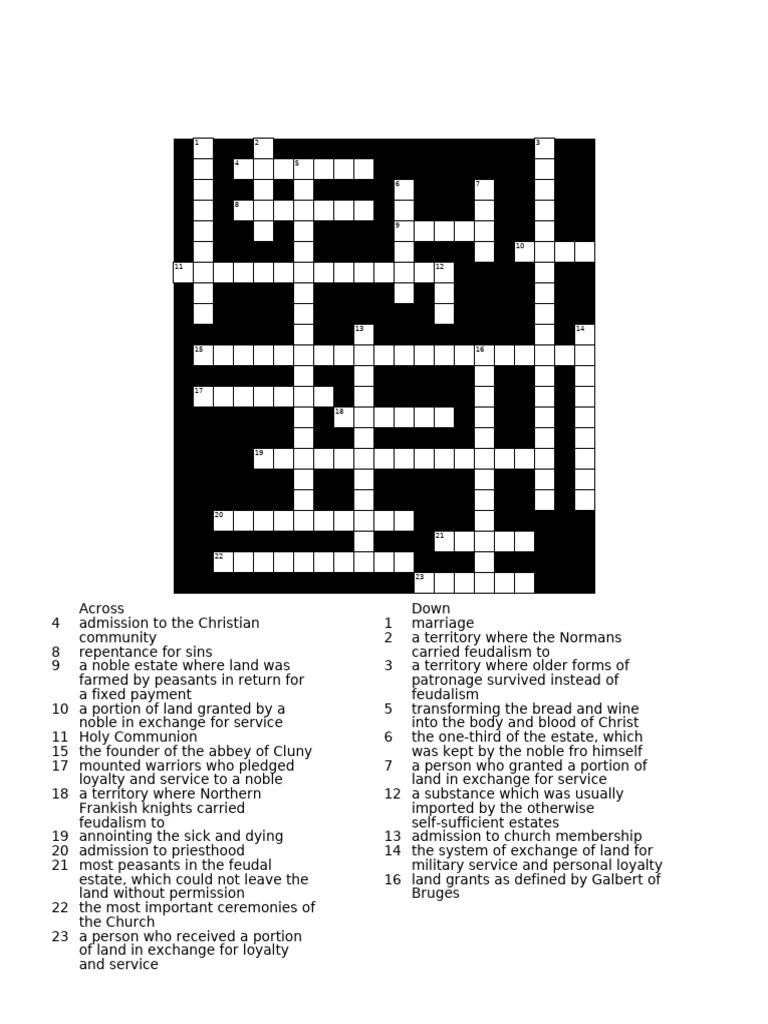 Miroslav - Crossword Feudalism | PDF | Feudalism | Eucharist