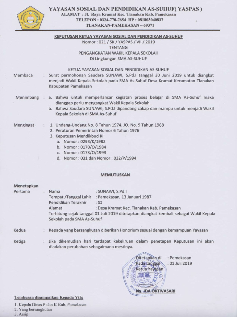 SK Wakil Kepala 2019 | PDF