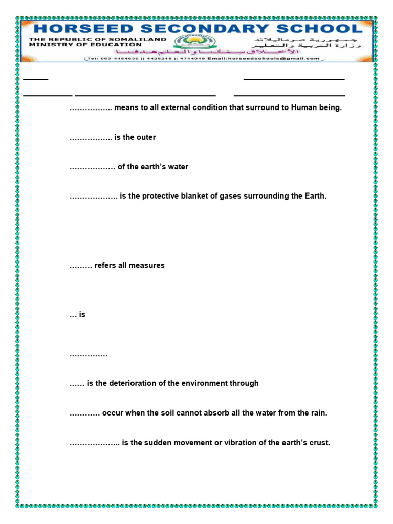Assignment Form 2, Chapter 3 & 4 (Geography), 2024-2025 | PDF | Natural Environment | Stream