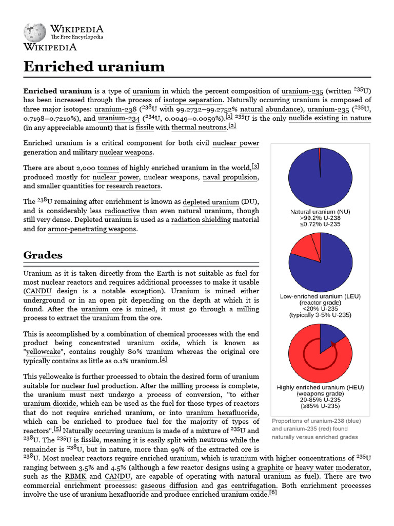 Enriched Uranium - Wikipedia | PDF | Enriched Uranium | Uranium