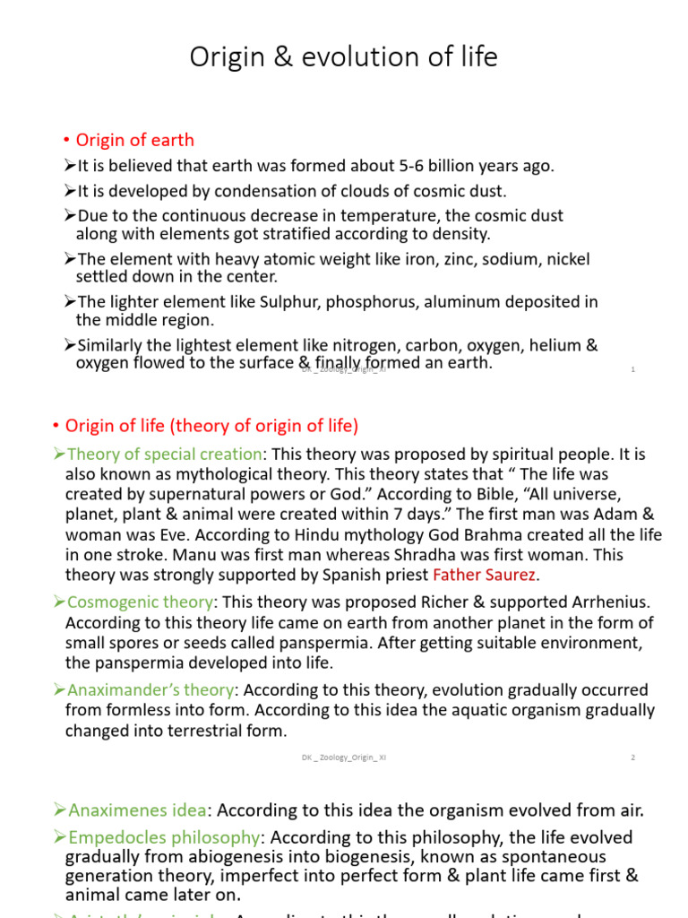 Origin-evolution-of-life | PDF | Nature | Biology